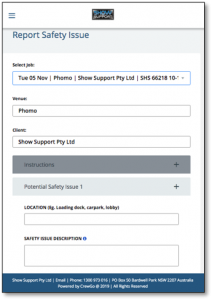 Report Safety Issue 1 - Show Support